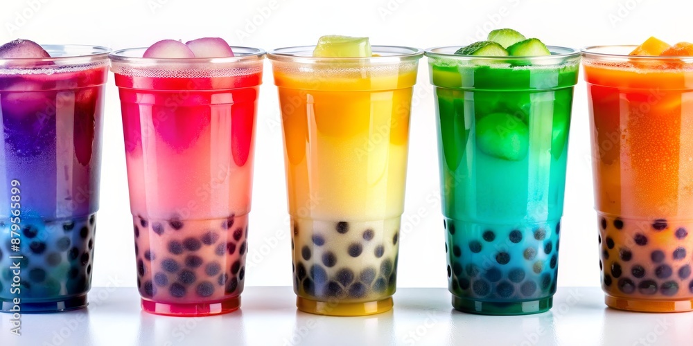 Rainbow Boba Tea Cups, boba tea, bubble tea, tapioca pearls, tea drinks ...