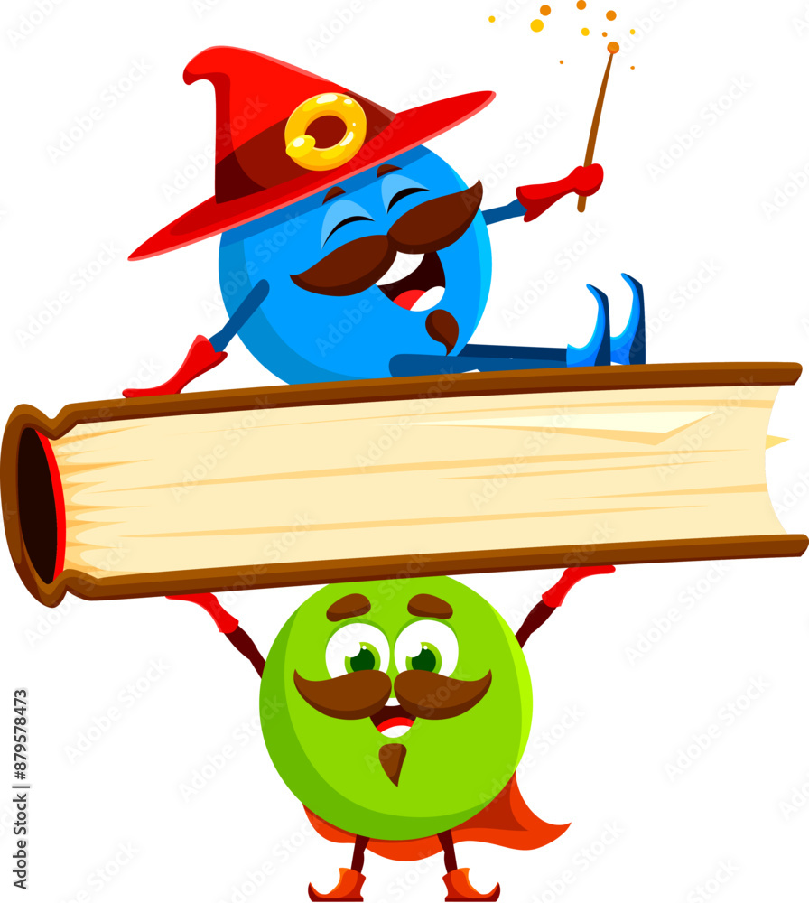 Cartoon Halloween math division sign or number wizard and mage ...