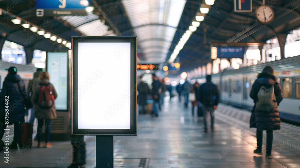 Mockup. Lightbox vertical billboard with blank digital screen on a ...