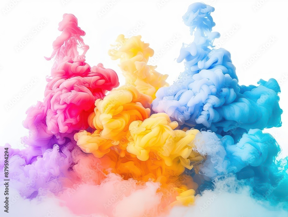 dramatic sequence of colorful smoke bomb explosions against a stark ...