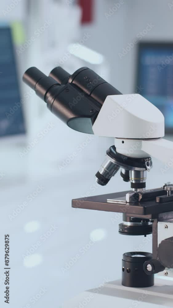 Neurological examination and science research facility. Microscope and ...
