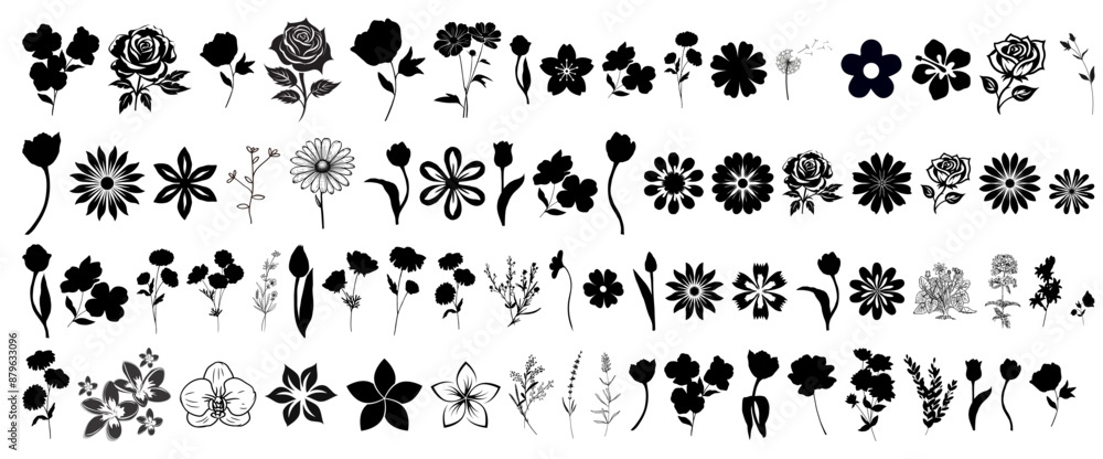 Vetor de silhouette flower vector. flower silhouette vector ...