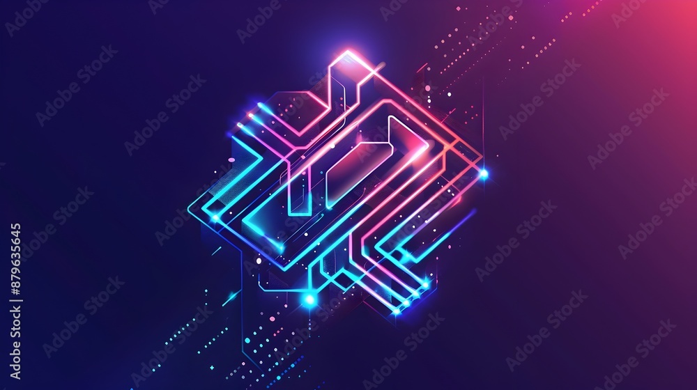 Visually Striking Futuristic Logo Design Featuring an Abstract Circuit ...