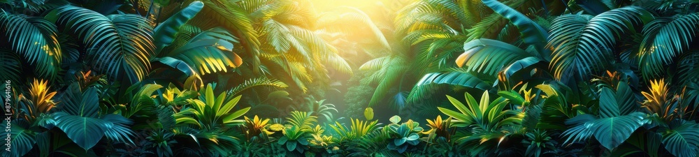 Tropical Grandeur Background. This illustration captures a lush scene ...