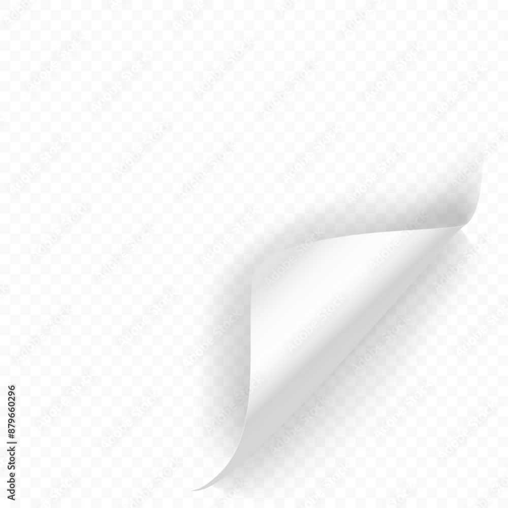 Curled corner of paper with shadows isolated on transparent background ...