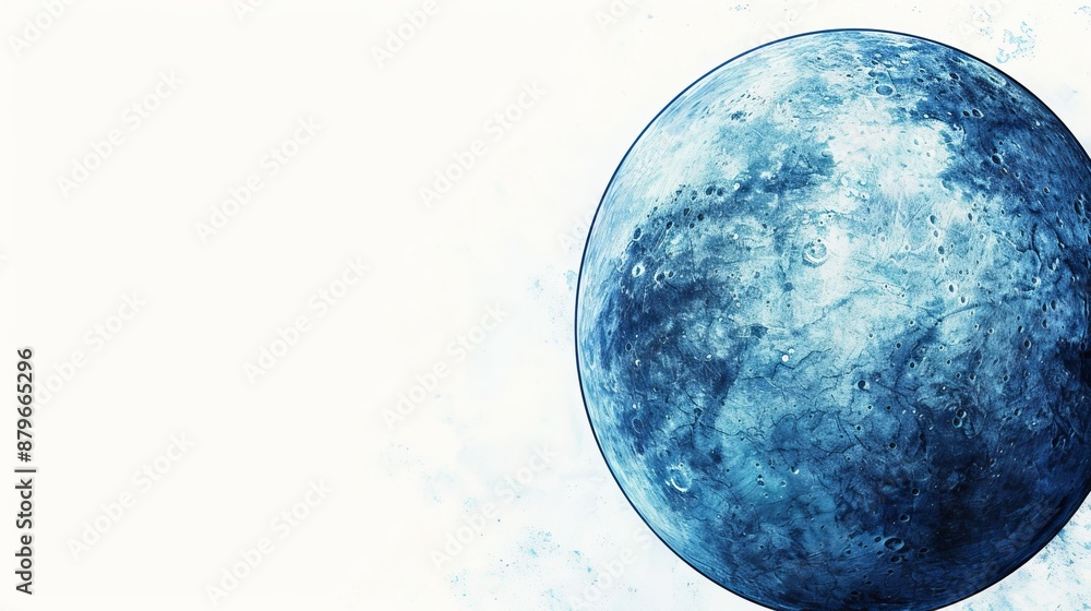 A stunning depiction of a blue planetary body with a cosmic background ...