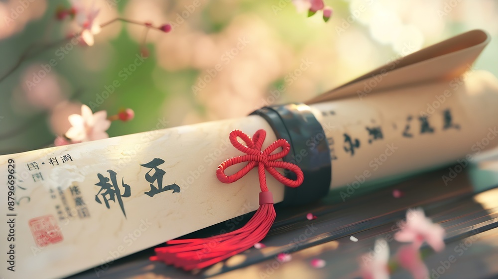 Image of Japanese graduation ceremony Diploma container : Generative AI ...