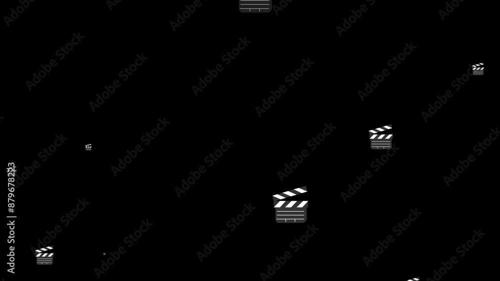 2d animated Open Film Clapboard Icon Set Closeup Isolated on ...