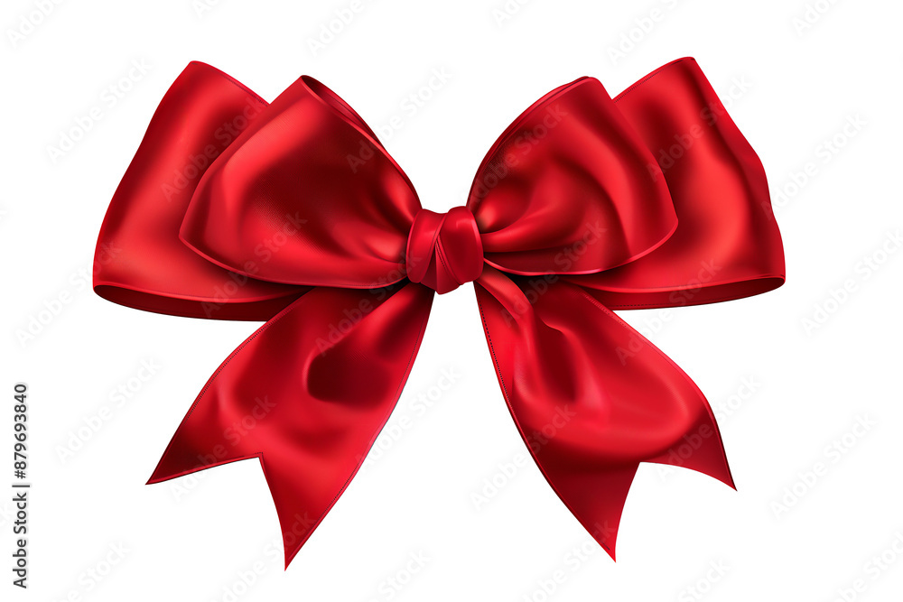 Red gift ribbon bow of silk or satin used on a Christmas or birthday ...
