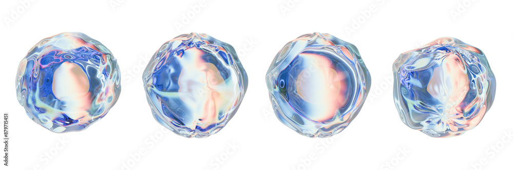 3D cell macro biology icon, transparent reproduction egg orb, medical ...