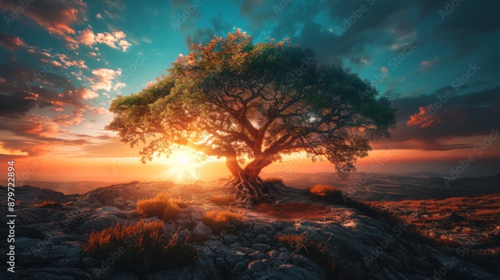 tree at sunset wallpaper , HD tree at sunset wallpaper , 8K tree at ...