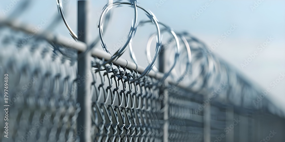 Security Fence with Barbed Wire and Razor Wire Ideal for Prisons and ...