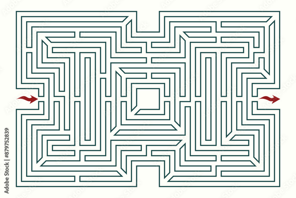 Complex labyrinth (maze) vector. Labyrinth game illustration. Irregular ...