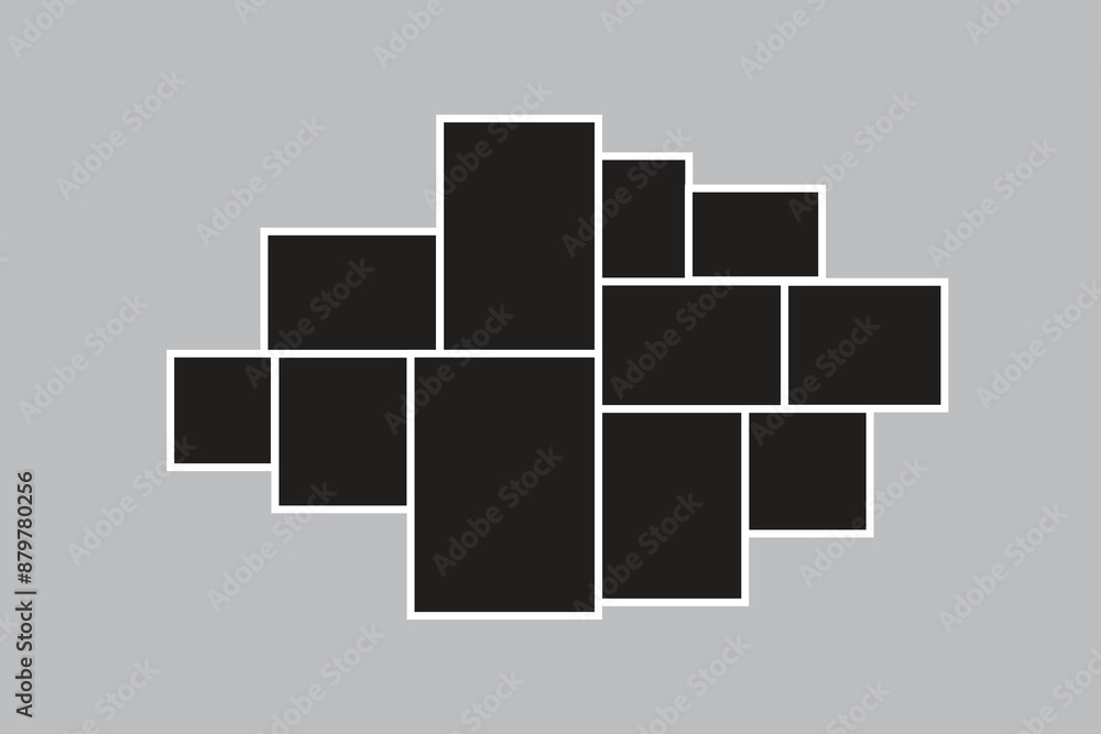 Collage grid photo effect, family collage templates, photo frame ...