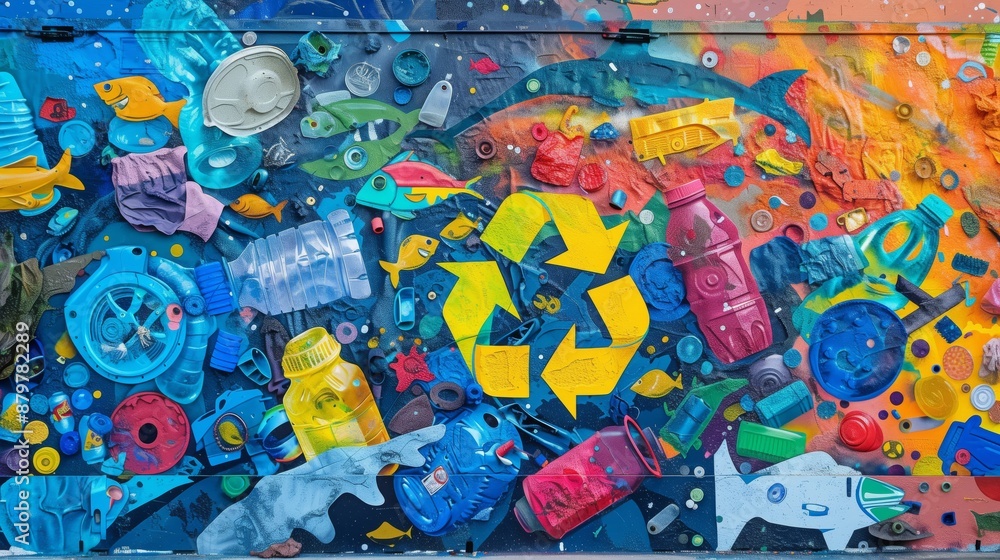 A vivid mural shows the journey of plastic waste transformed into ...