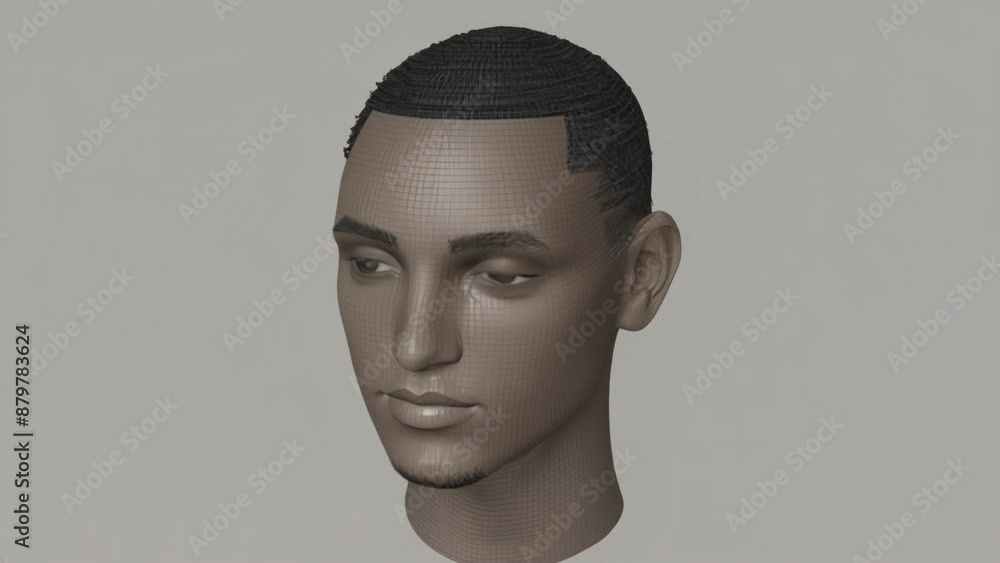 Realistic Head Spinning 3D Animation. Black male concept art render ...