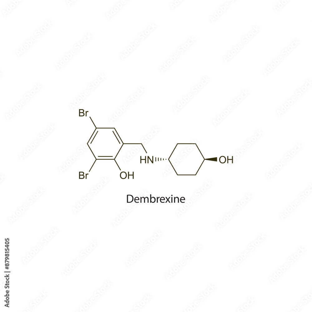 Dembrexine flat skeletal molecular structure Mucoactive agent drug used ...