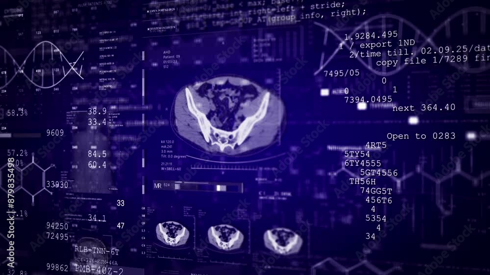 DNA Chemistry molecular structure formula. Medical UI monitoring MRI x ...