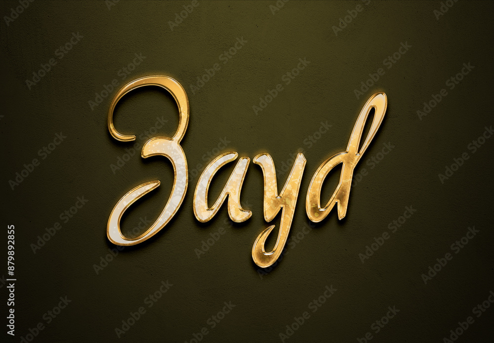 Old gold text effect of Arabic name Zayd with 3D glossy style Mockup ...
