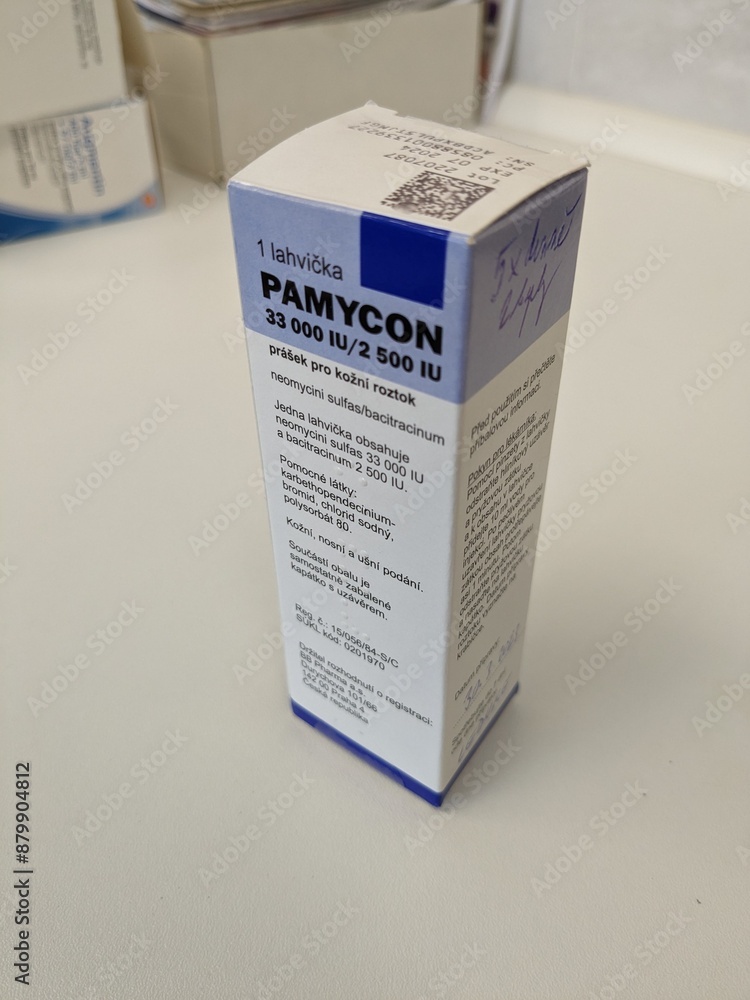 Prague, Czech Republic - July 10 2024: PAMYCON box of medication with ...