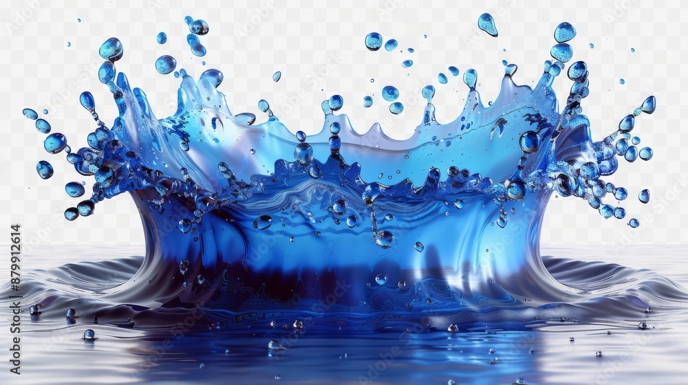 A realistic 3D modern illustration of aqua liquid in a crown shape with ...