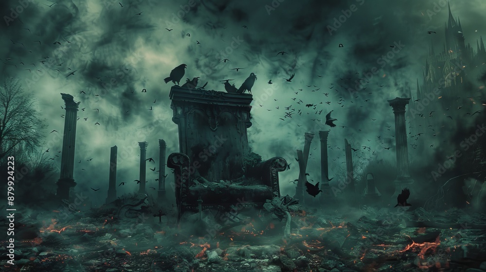Broken Thrones of the kingdom Stock Illustration | Adobe Stock