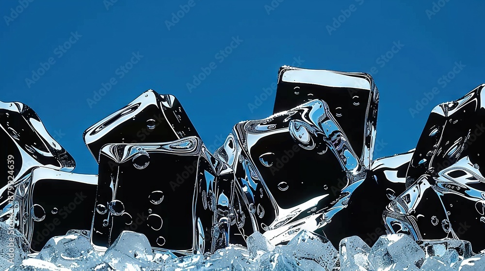 A pile of ice cubes sits atop another pile of ice cubes, which rests ...