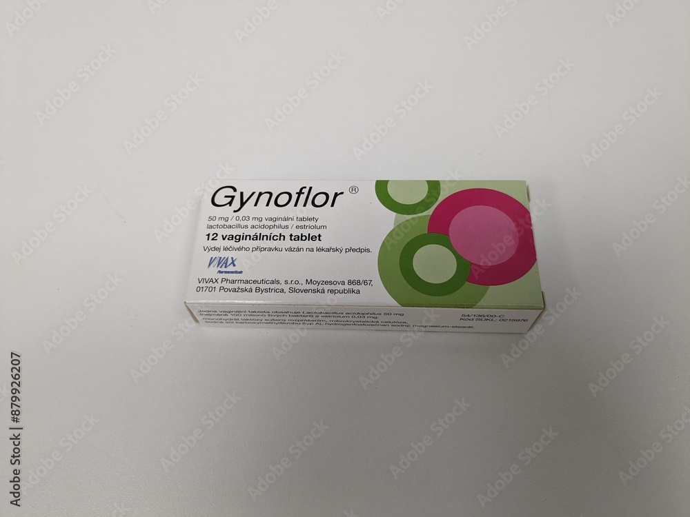 Prague, Czech Republic - July 10 2024: Gynoflor box of medication with ...