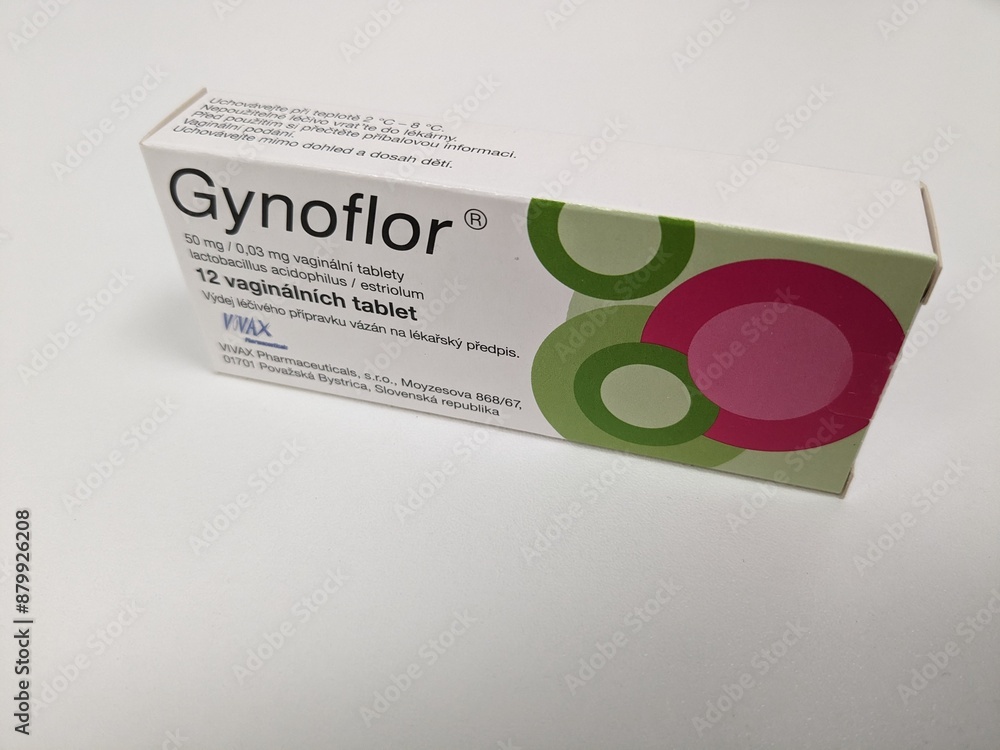 Prague, Czech Republic - July 10 2024: Gynoflor box of medication with ...