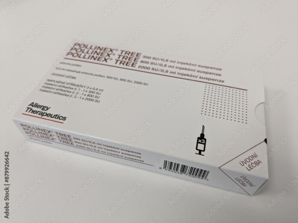 Prague, Czech Republic - July 10 2024: Pollinex Tree box of medication ...