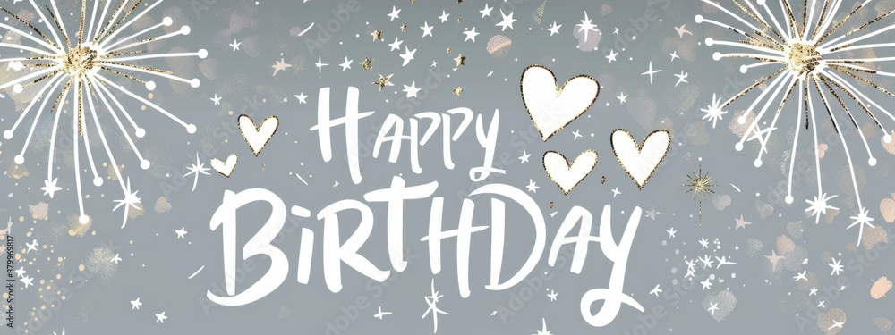 Happy Birthday Greeting card Design with text "HAPPY BIRTHDAY", grey ...
