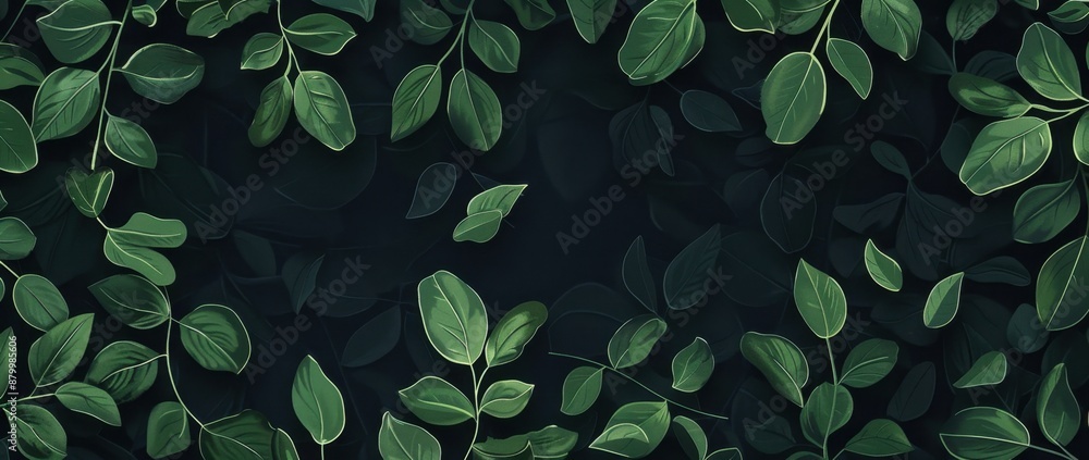 Dark green background with a simple leaf pattern The dark forest color ...