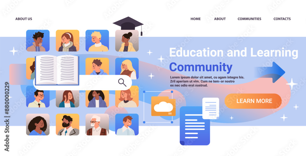Education and Learning Community concept featuring diverse people icons ...