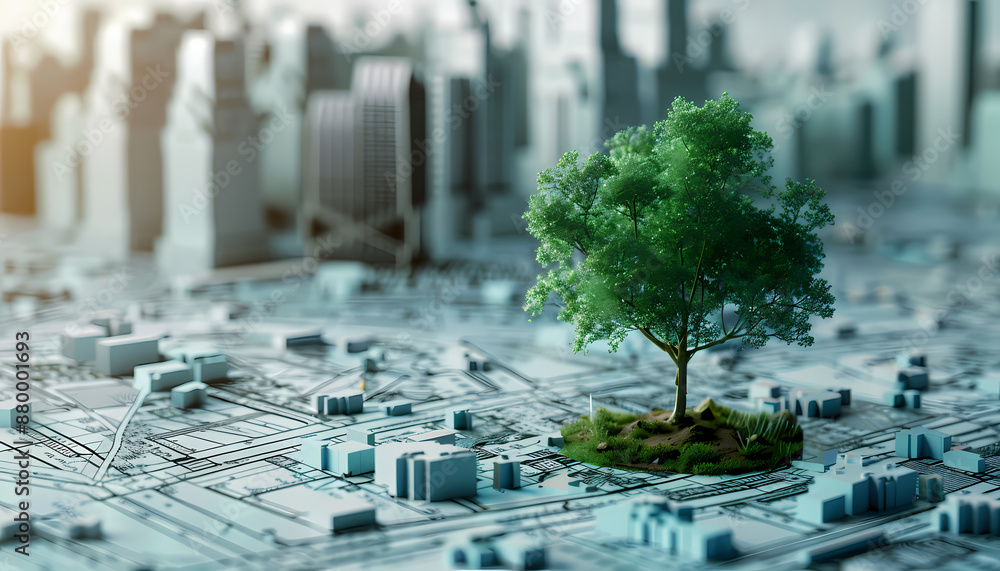 ภาพประกอบสต็อก 3D Environmental Sustainability in Construction ...