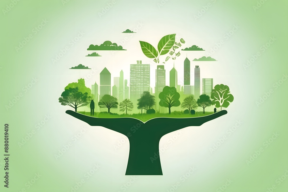 Sustainable environment concept. The image depicts human thinking ...