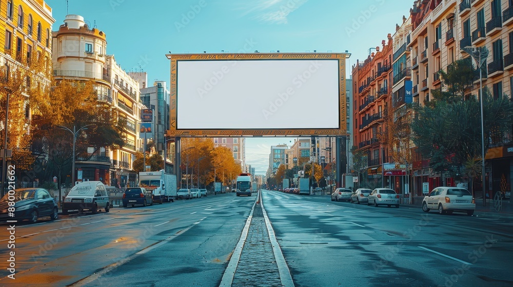Movie Poster of an Empty Billboard in the Middle of a Street in Madrid ...