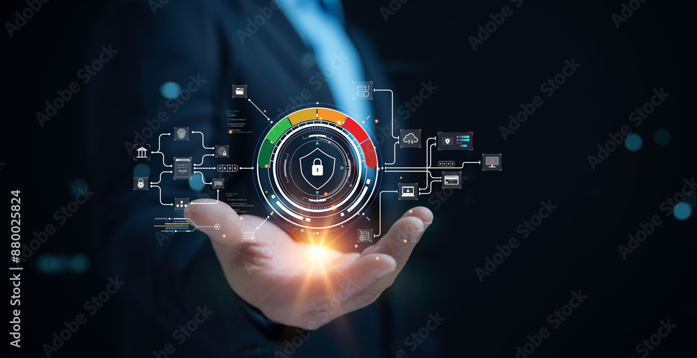 Person With Security Level Representing Secure Access And Encrypted Connection With Password