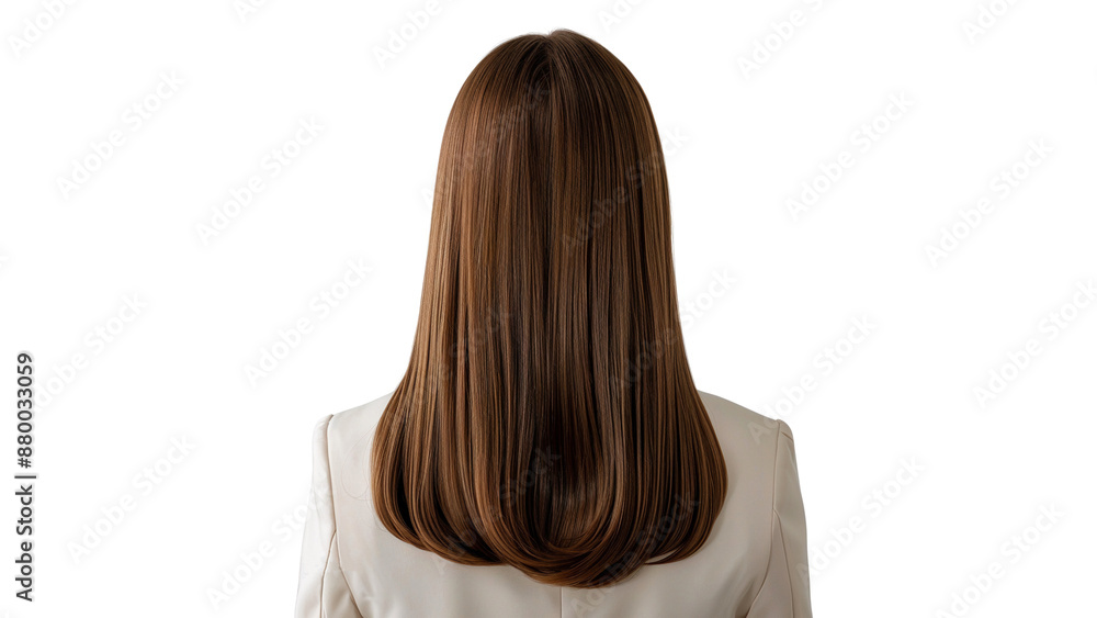 Woman with straight long brown hair from back view, Hair styling ...