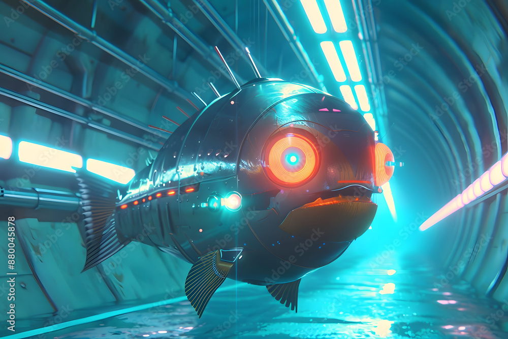 Robot Fish with LED Eyes, Holographic Fins, and Metallic Scales in ...