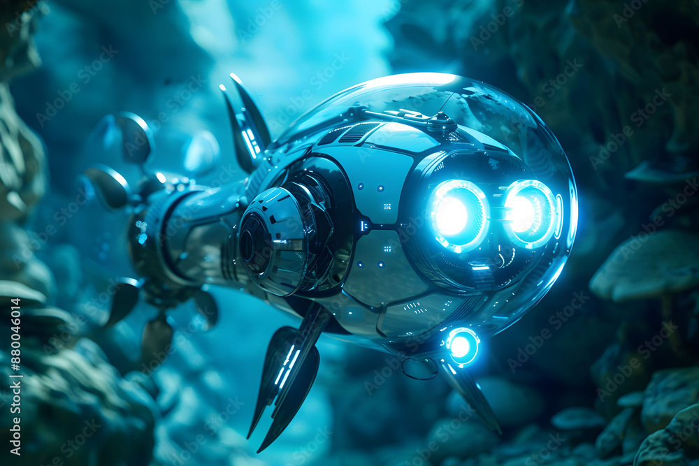 Robot Fish with LED Eyes, Holographic Fins, and Metallic Scales in ...