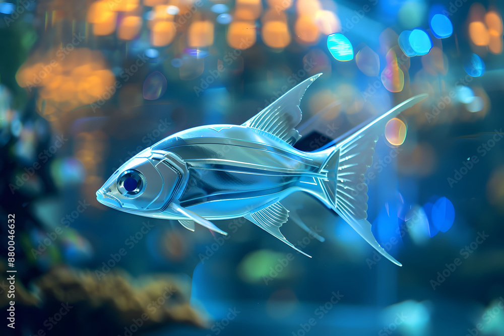 Robot Fish with LED Eyes, Holographic Fins, and Metallic Scales in ...