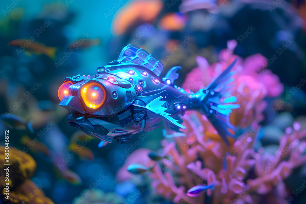 Robot Fish with LED Eyes, Holographic Fins, and Metallic Scales in ...