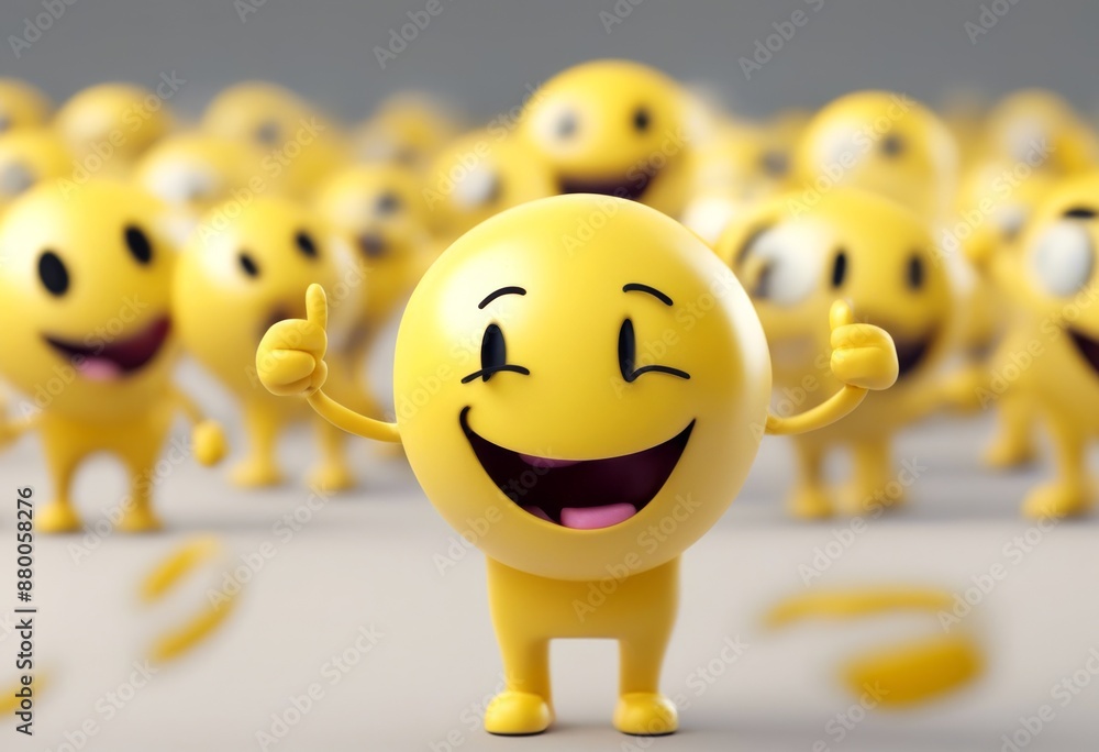 character thumbs emoticon cute smiley background white cartoon 3d ...