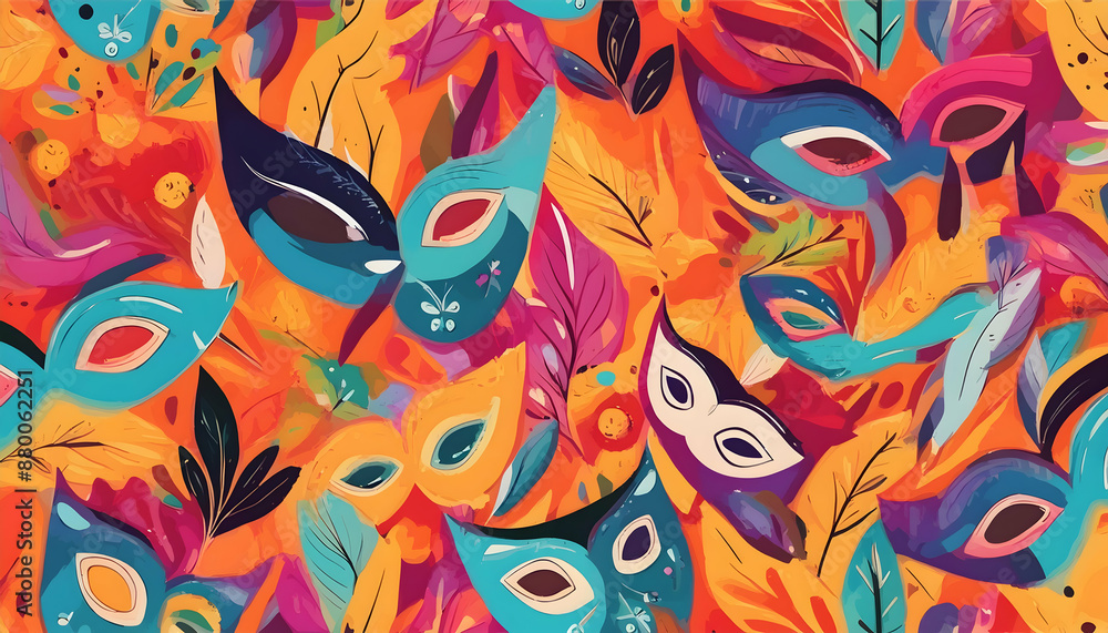 Colorful texture art abstract wallpaper mask and feather pattern ...