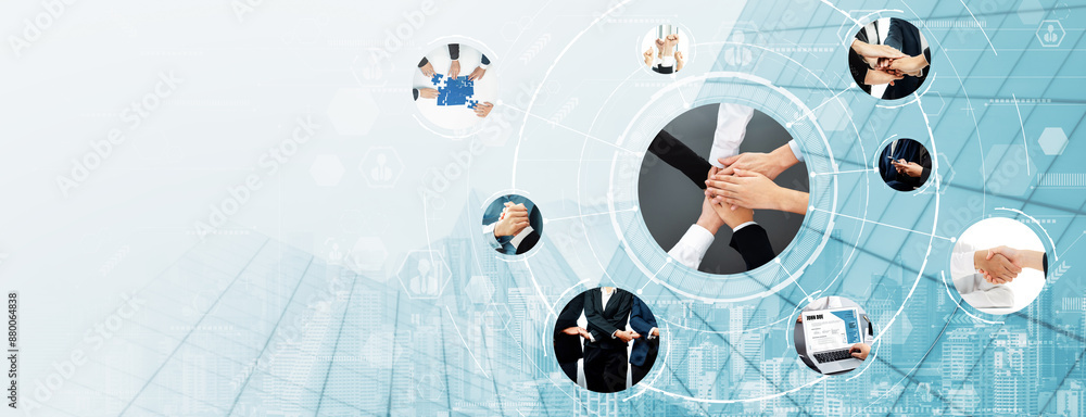 Teamwork and human resources HR management technology concept in ...