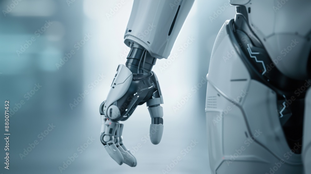 Robotic precision in constructing an exoskeleton, hightech background ...