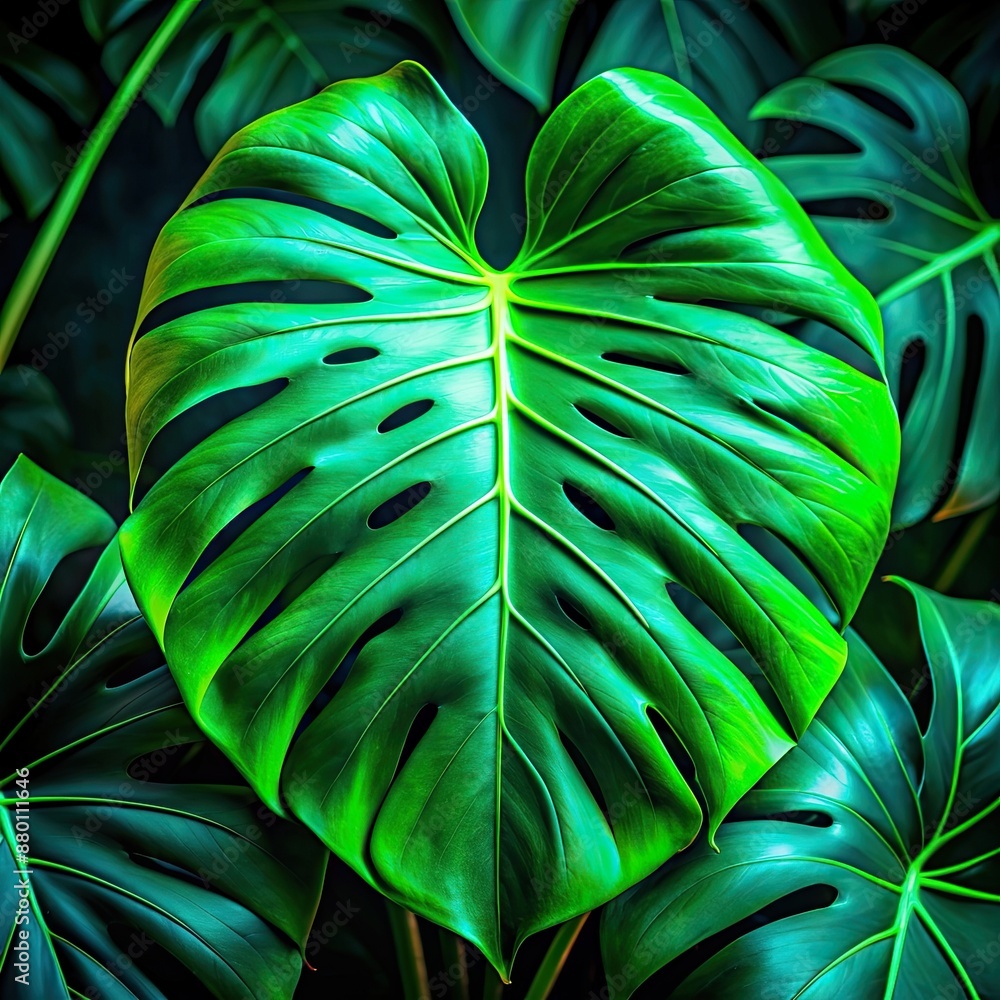 Monstera leaf neon color tropical tree background hd wallpaper, color ...