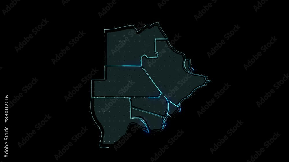 An animated map of Botswana highlighting the country's districts with ...