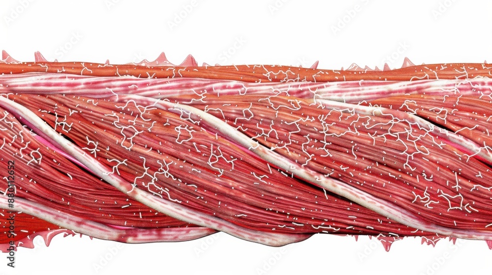Detailed close-up of muscle fibers highlighting the textures and ...