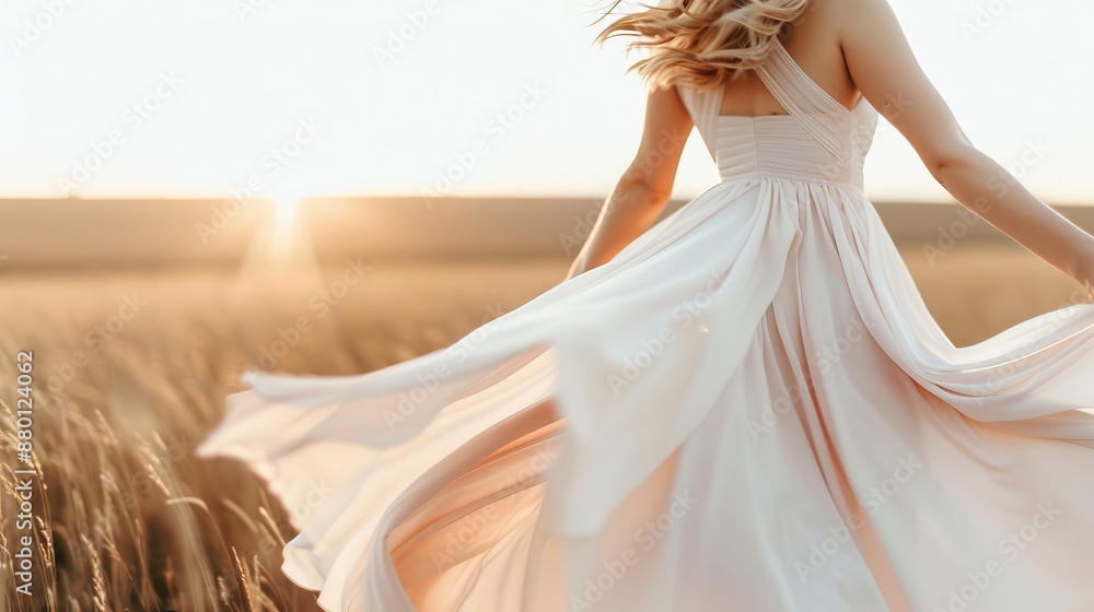 Elegant full-figured girl in a flowing dress, showcasing her beautiful ...